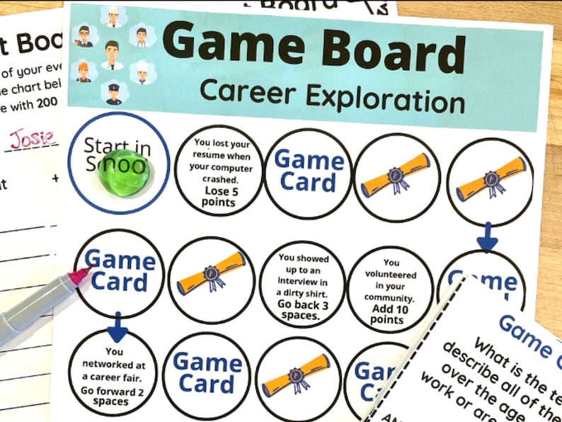 Printable Career Activities for Middle School - Career Exploration Game ...