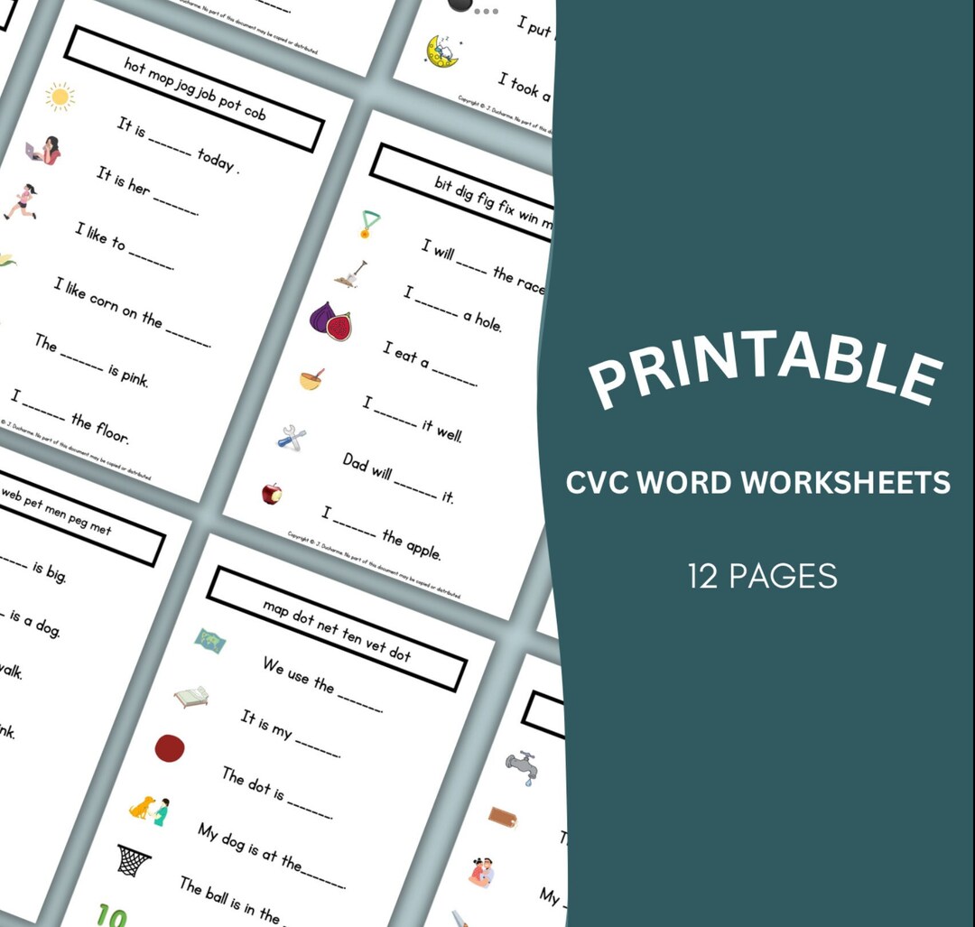 Phonics, CVC Words / Learning to Read / Fill in the Blank / First Grade ...