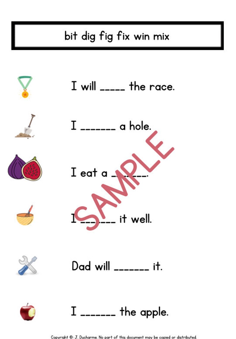 Phonics, CVC Words / Learning to Read / Fill in the Blank / First Grade ...