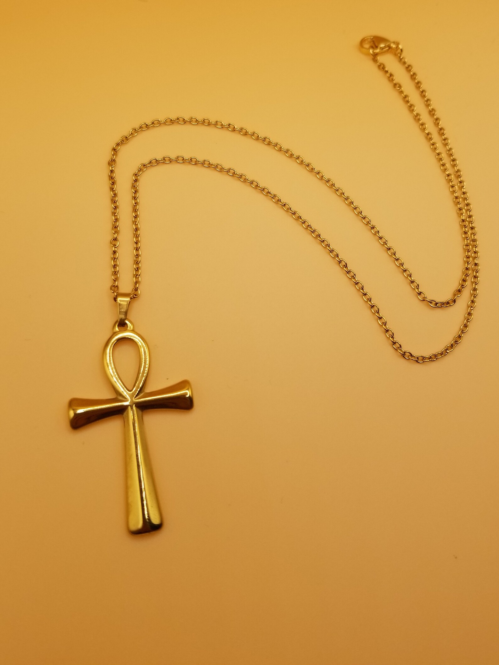 Ankh Pendant Necklace Unisex 18k Gold Plated Waterproof Ankh Key of ...