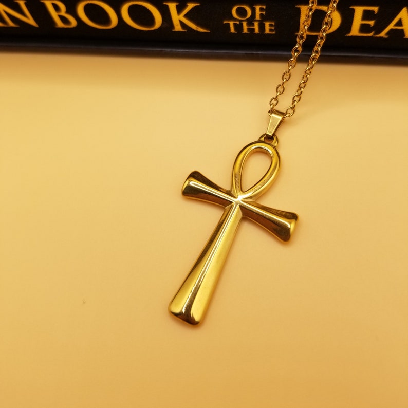 Ankh Pendant Necklace Unisex 18k Gold Plated Waterproof Ankh Key of ...