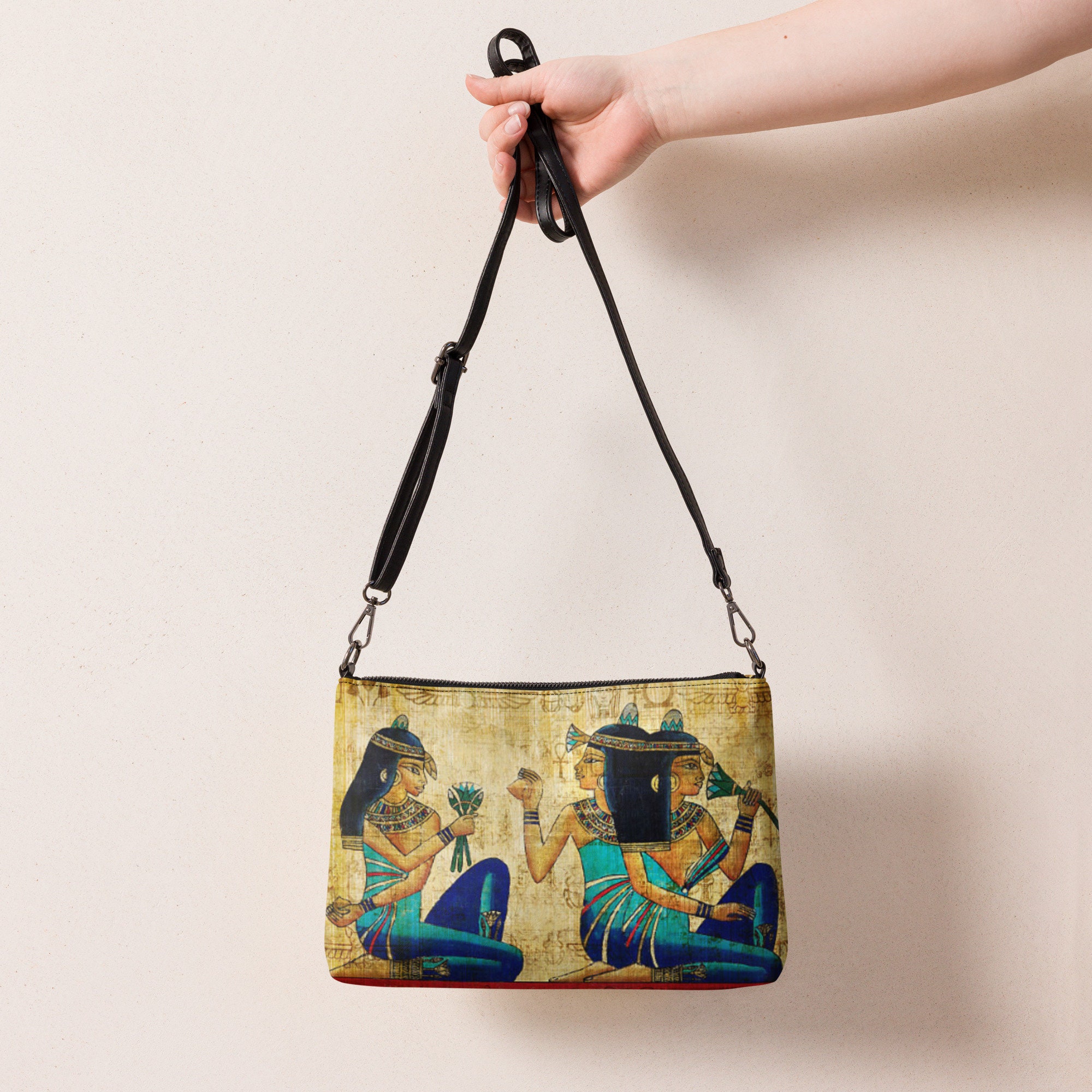 Ancient Egypt Crossbody Bag With Blue Lotus Flowers Egyptian Purse With ...