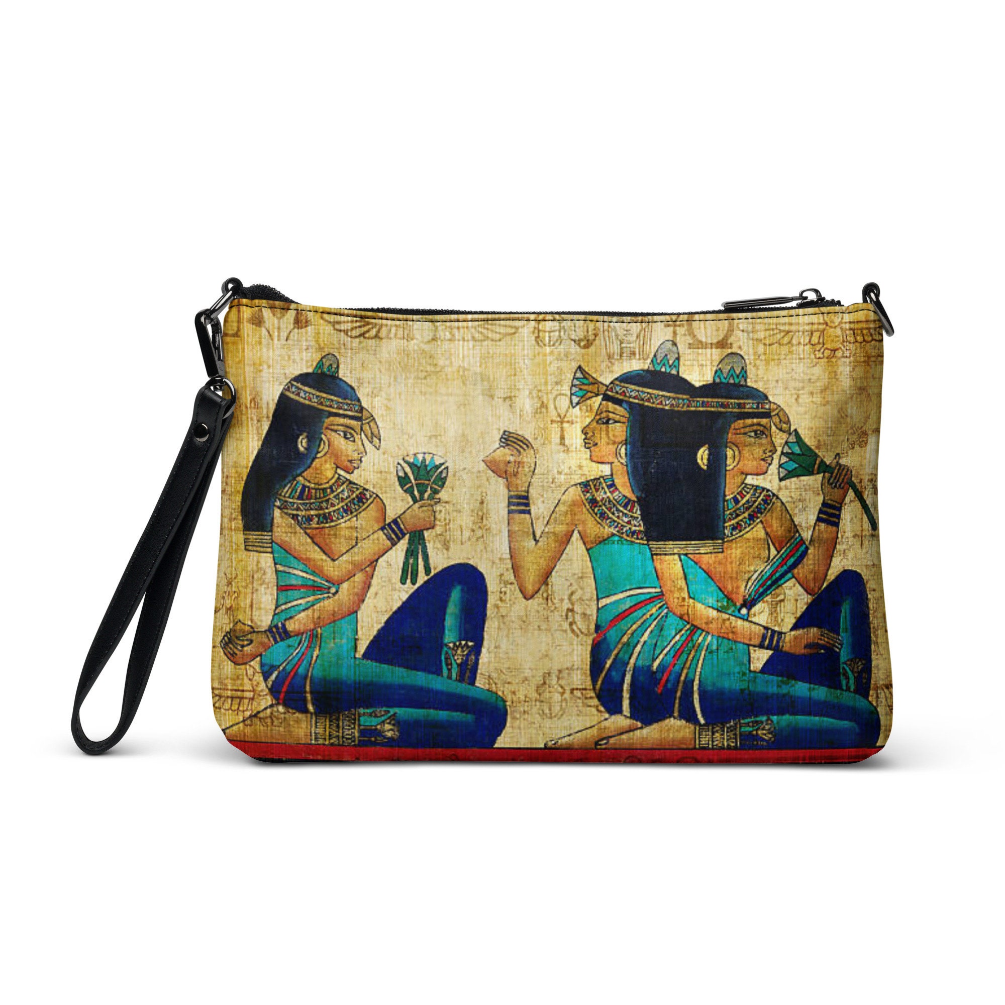 Ancient Egypt Crossbody Bag With Blue Lotus Flowers Egyptian Purse With ...