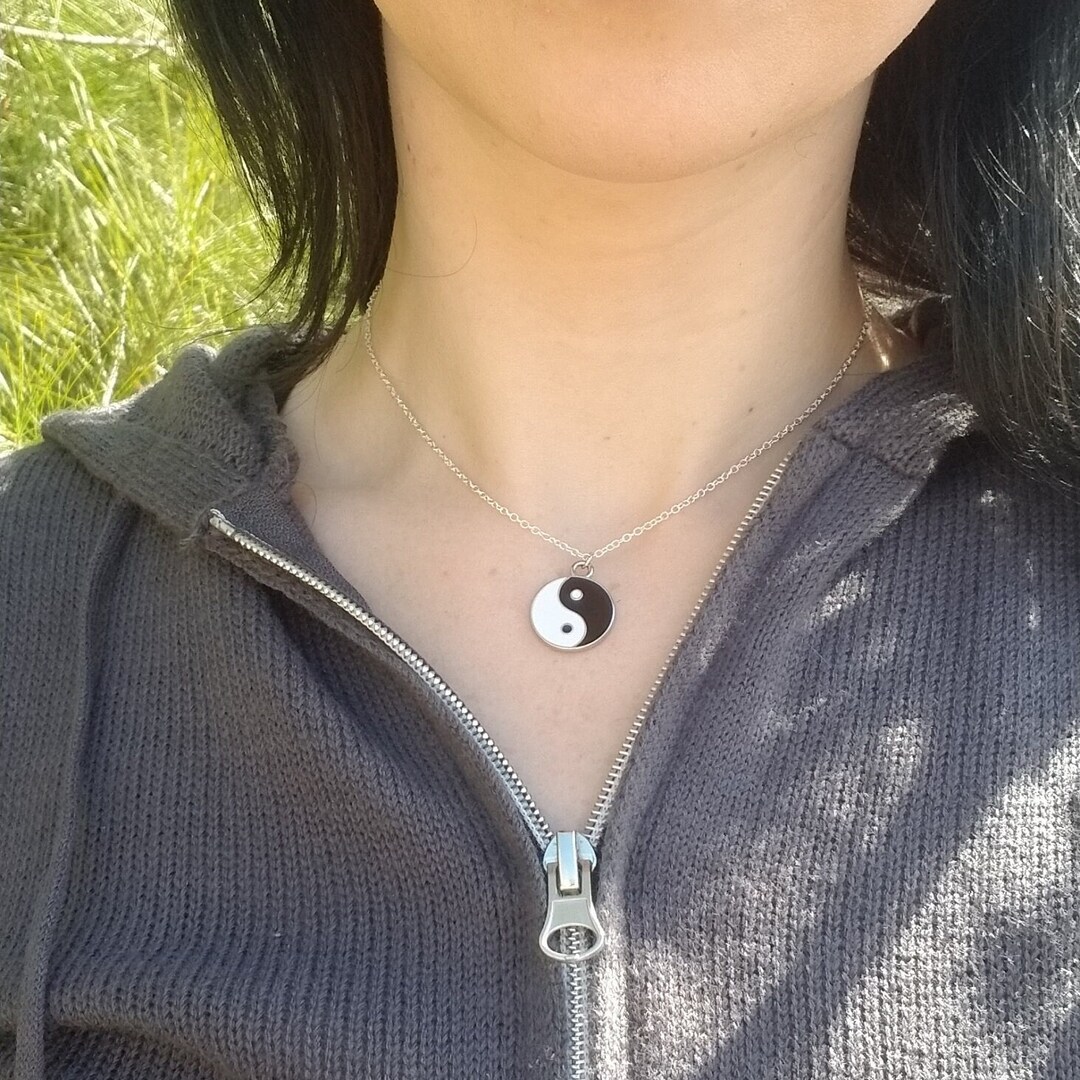 Yin Yang Pendant Necklace on 925 Sterling Silver Chain Tao Necklace ...