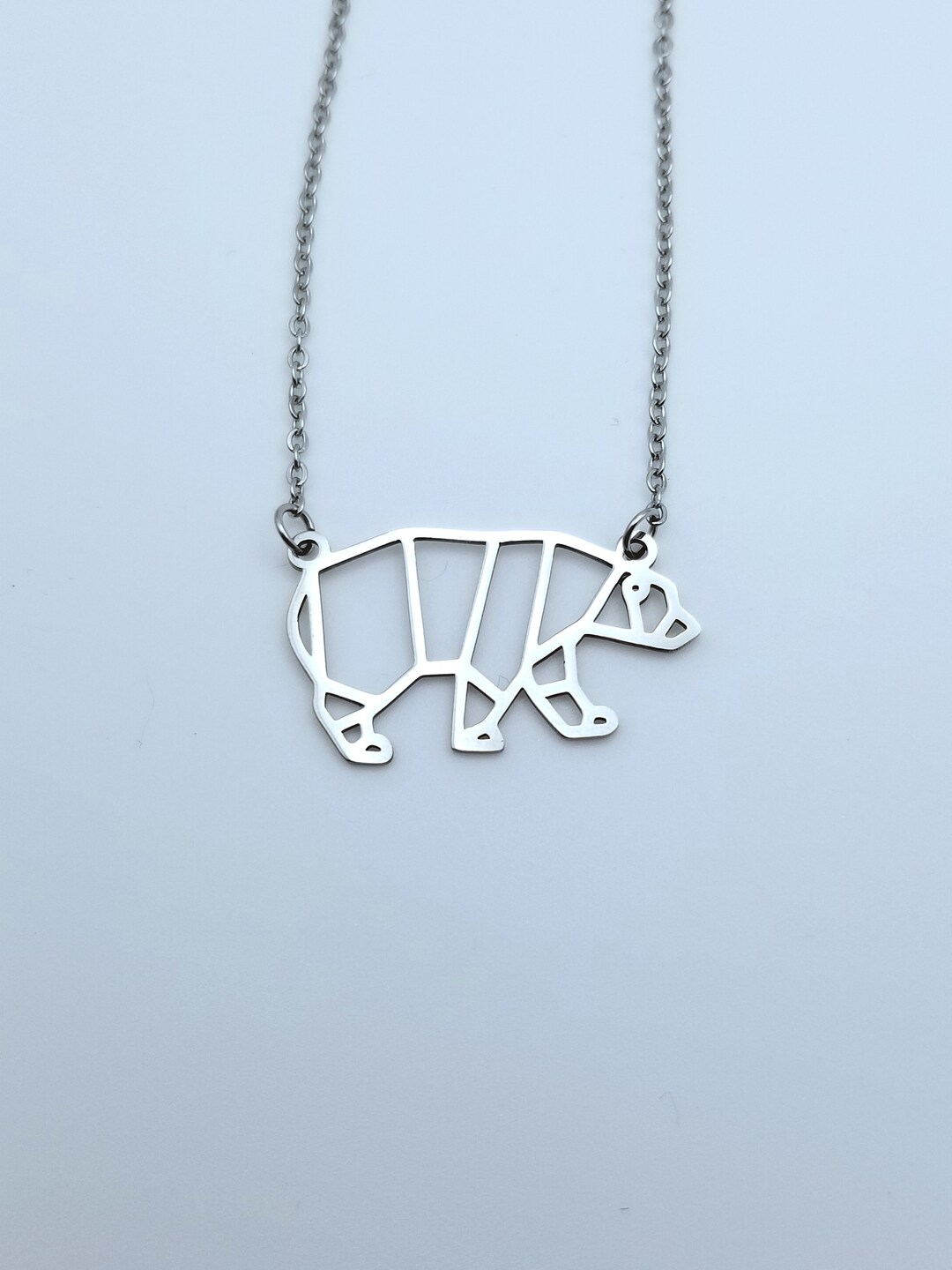 Geometric Bear Pendant Necklace: Waterproof Stainless Steel Mama Bear ...