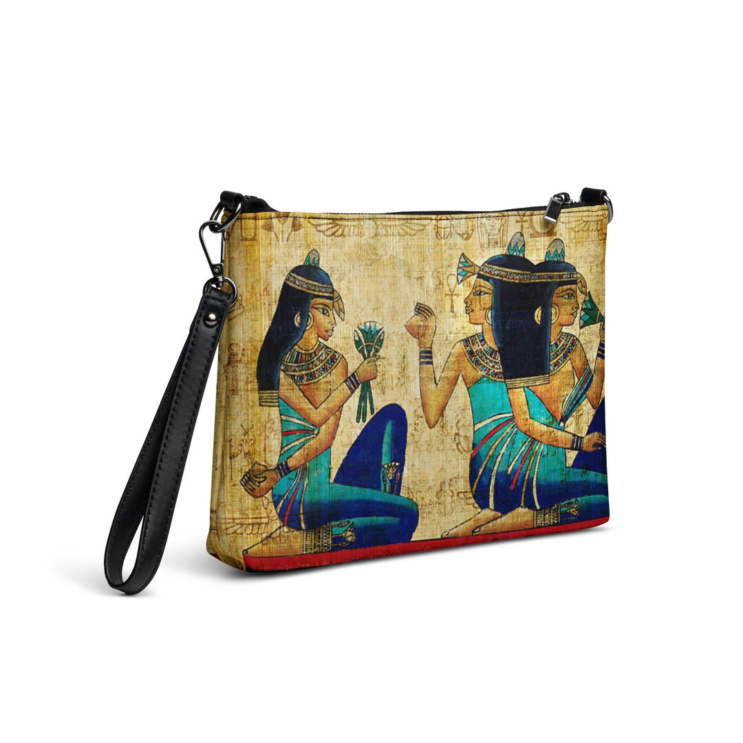 Ancient Egypt Crossbody Bag With Blue Lotus Flowers Egyptian Purse With ...