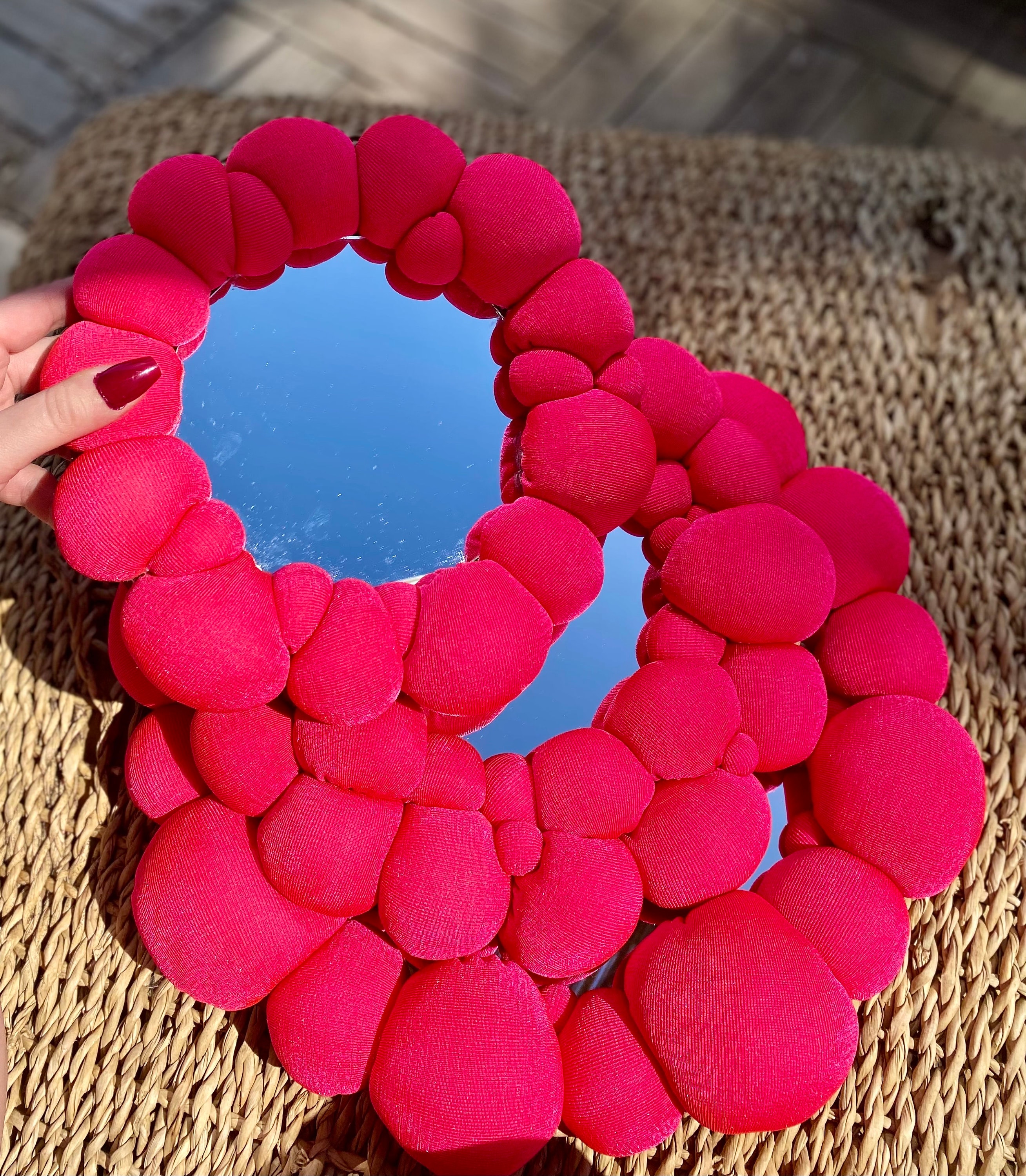 Handmade Pink Pompom Round Mirror Set - Wall Decor - Etsy