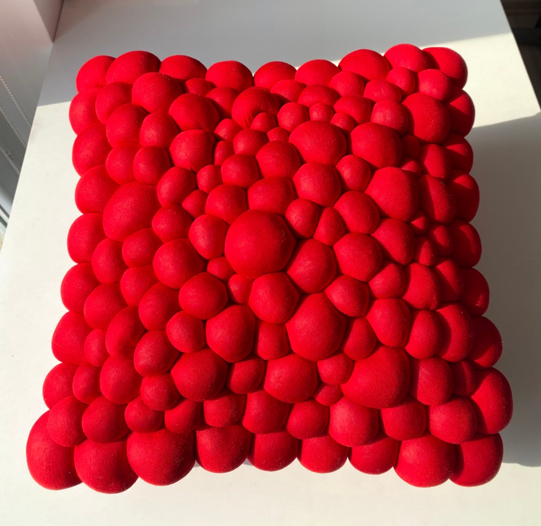 Handmade Red Throw Pillows ,bubbly Round Floor Pillow, Velvet Pillow ...