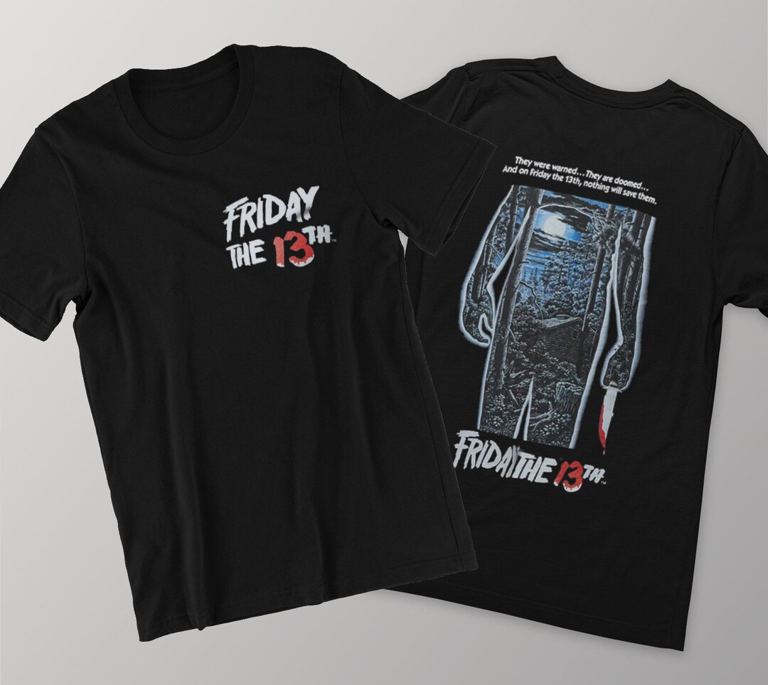 Horror Film Friday the 13th Printed Font and Back Unisex Classic T ...