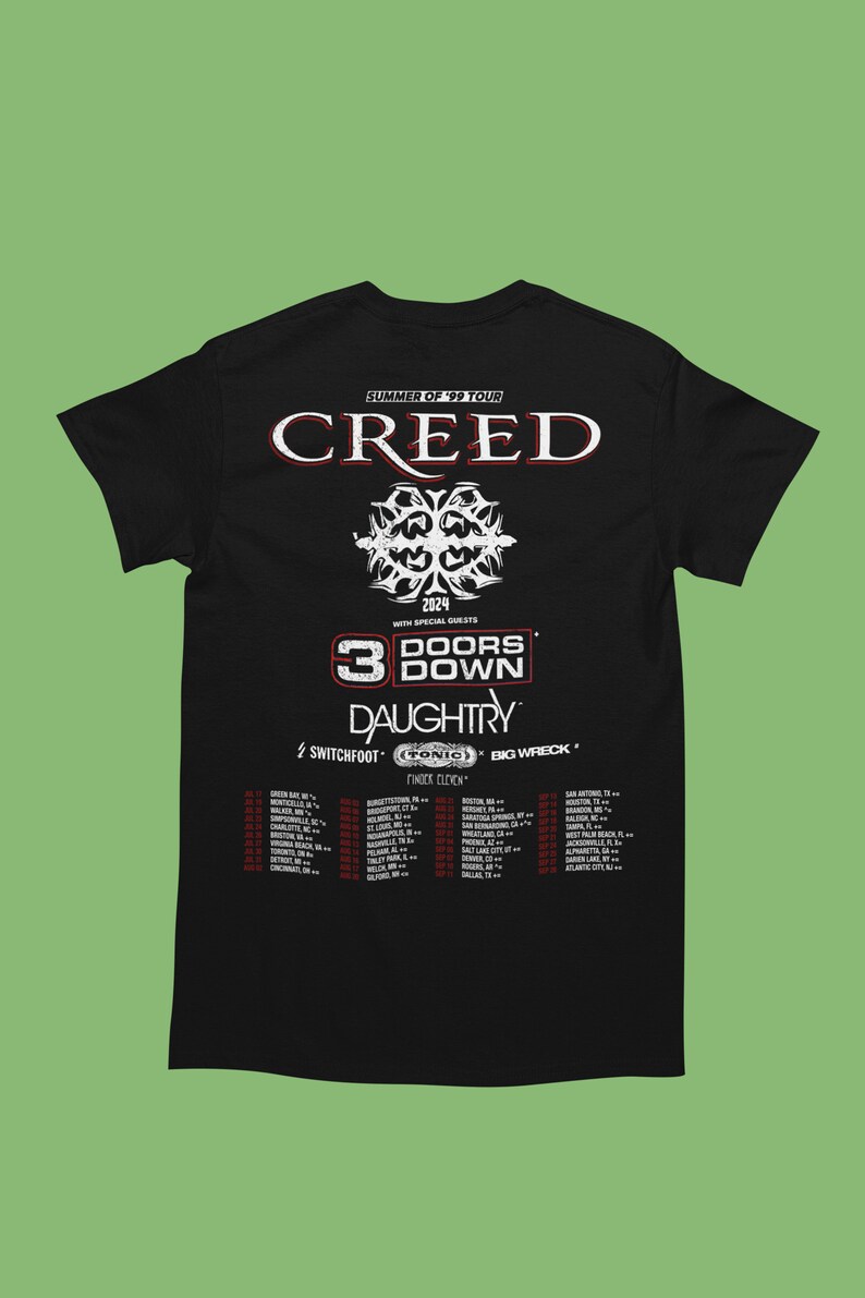Rock Band Creed Graphic Shirt, Creed Band Summer of ’99 Tour 2024 Shirt ...