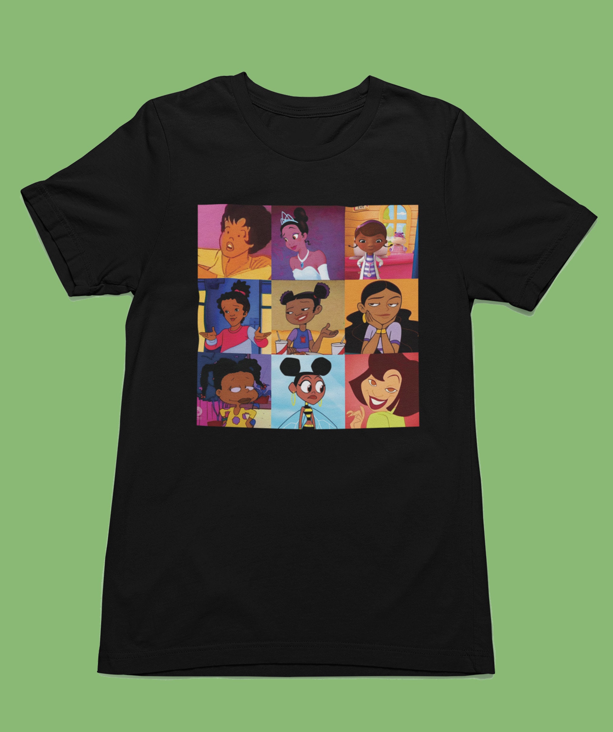 African American Cartoon Mosaic T-shirt, Popular Black Girl Cartoon ...