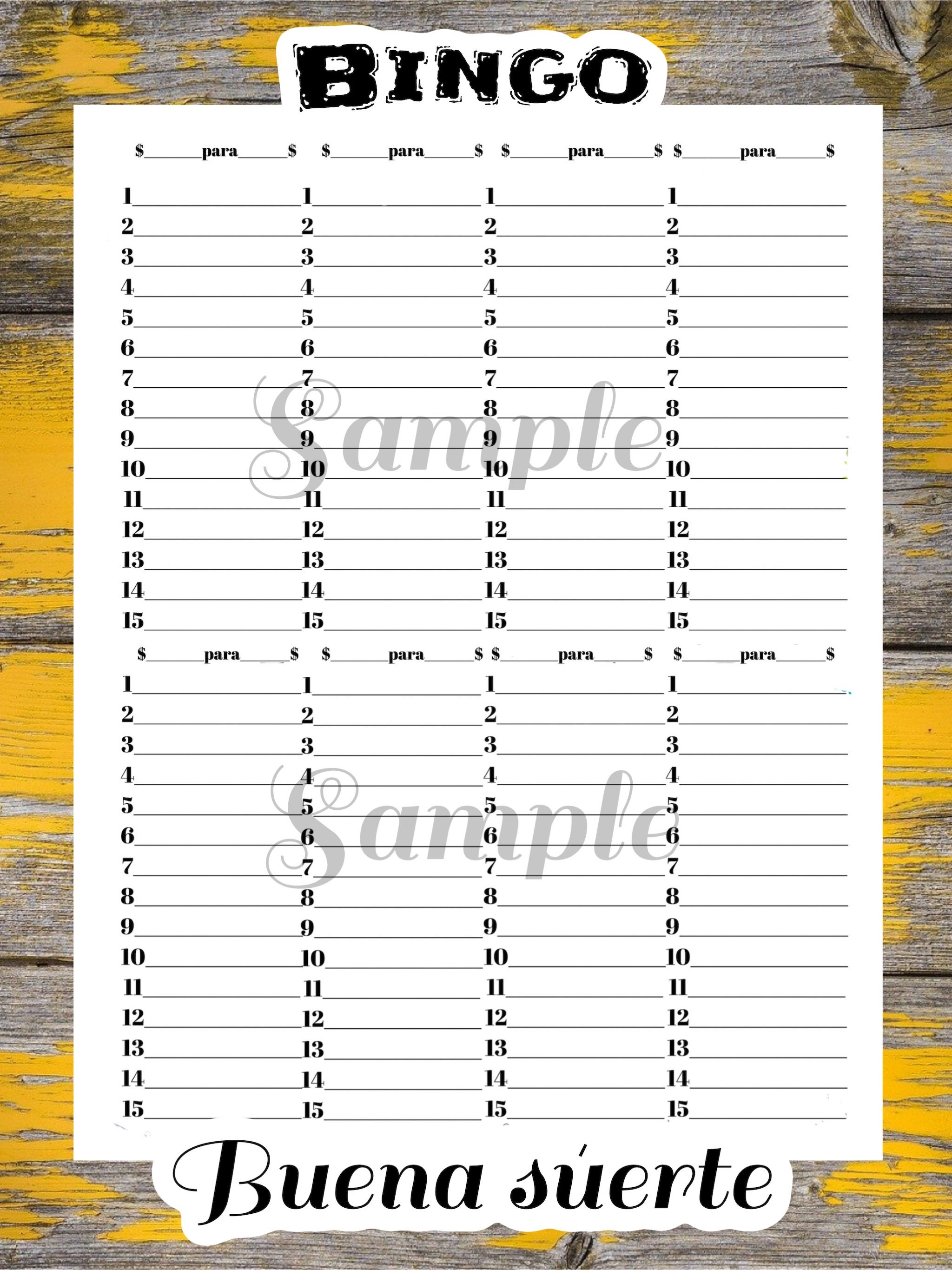 Bingo Yellow Printable - Etsy