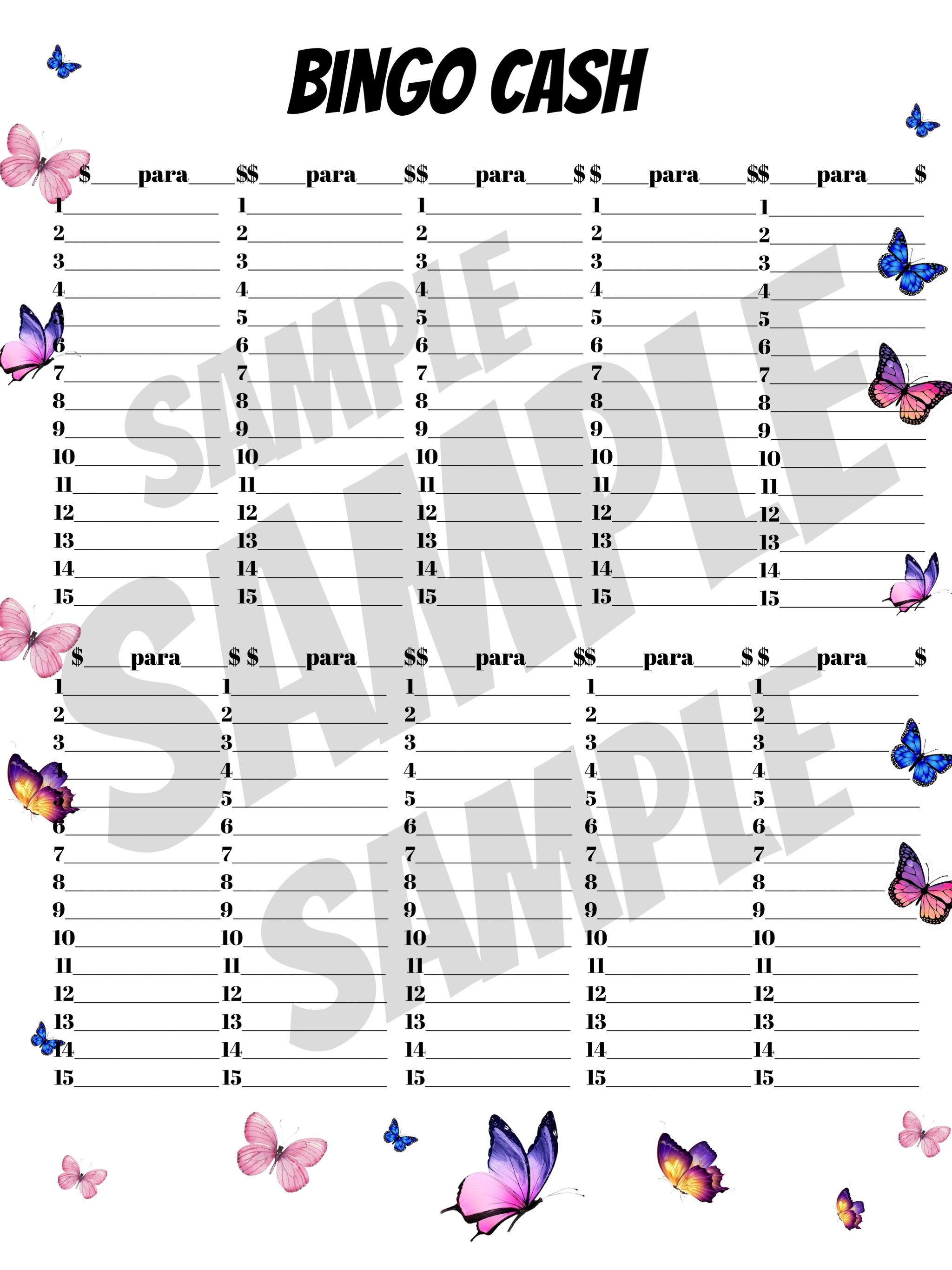 Printable Bingo Sheet of Pink and Purple Butterflies - Etsy