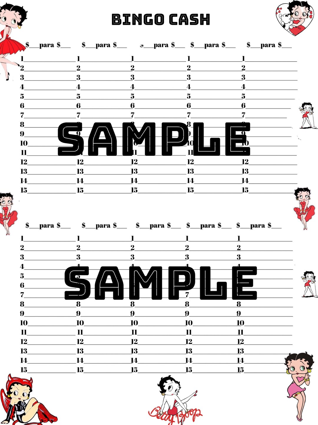 Printable Betty Boo Bingo - Etsy