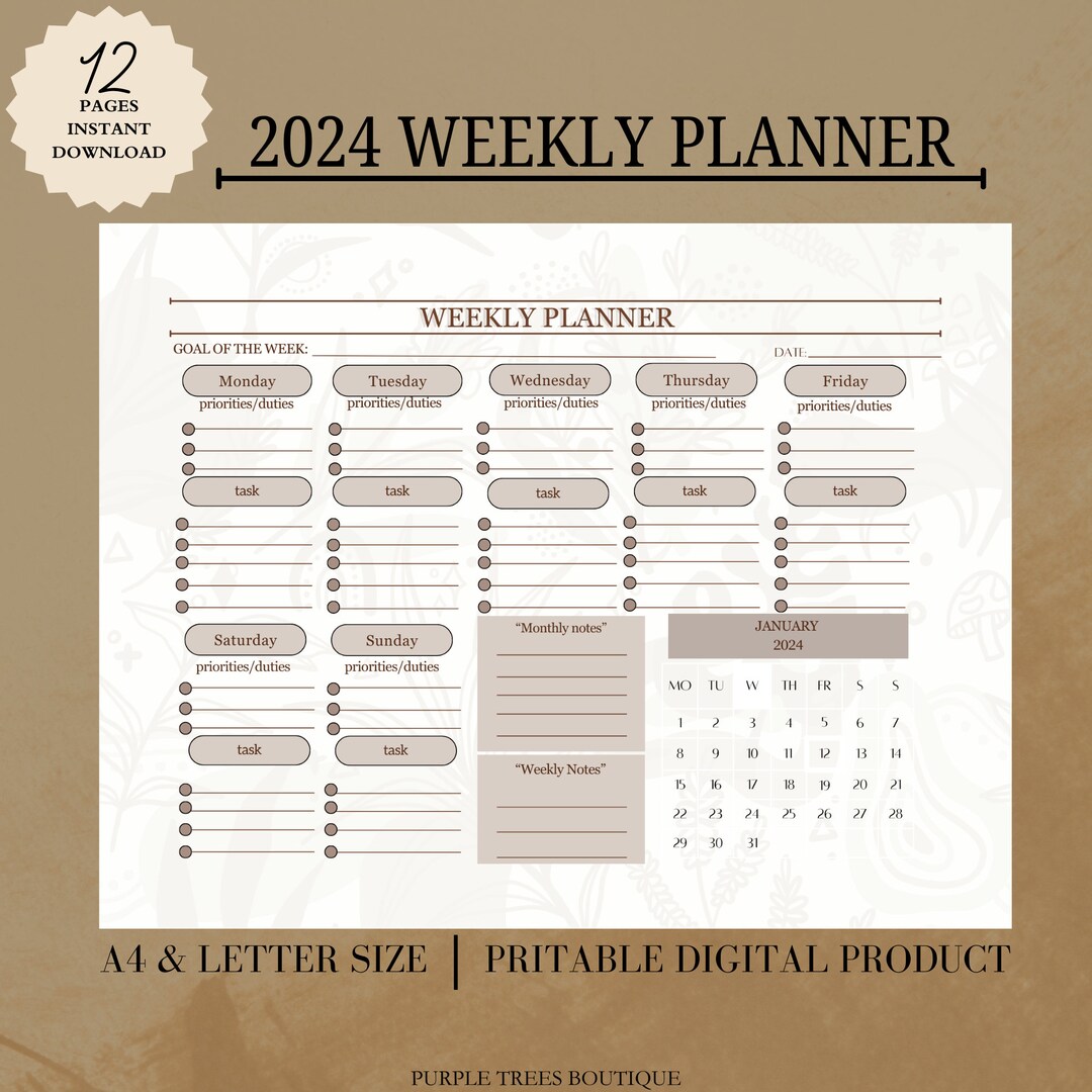 Editable Weekly Planner, Minimalist Weekly Schedule, Printable Schedule ...