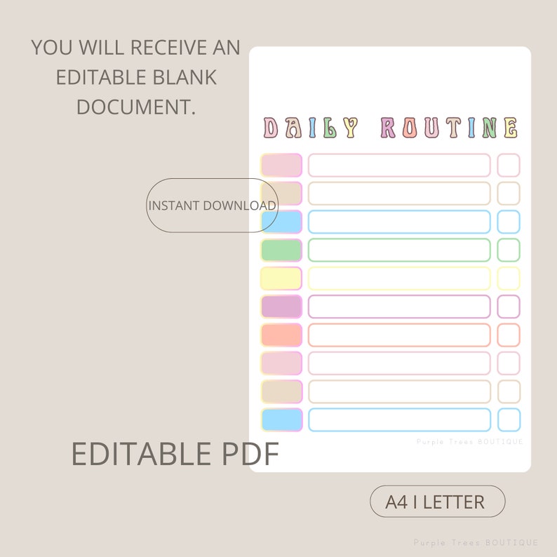 Daily Routine Kids Responsibility Chart, Editable Homeschool Chore ...