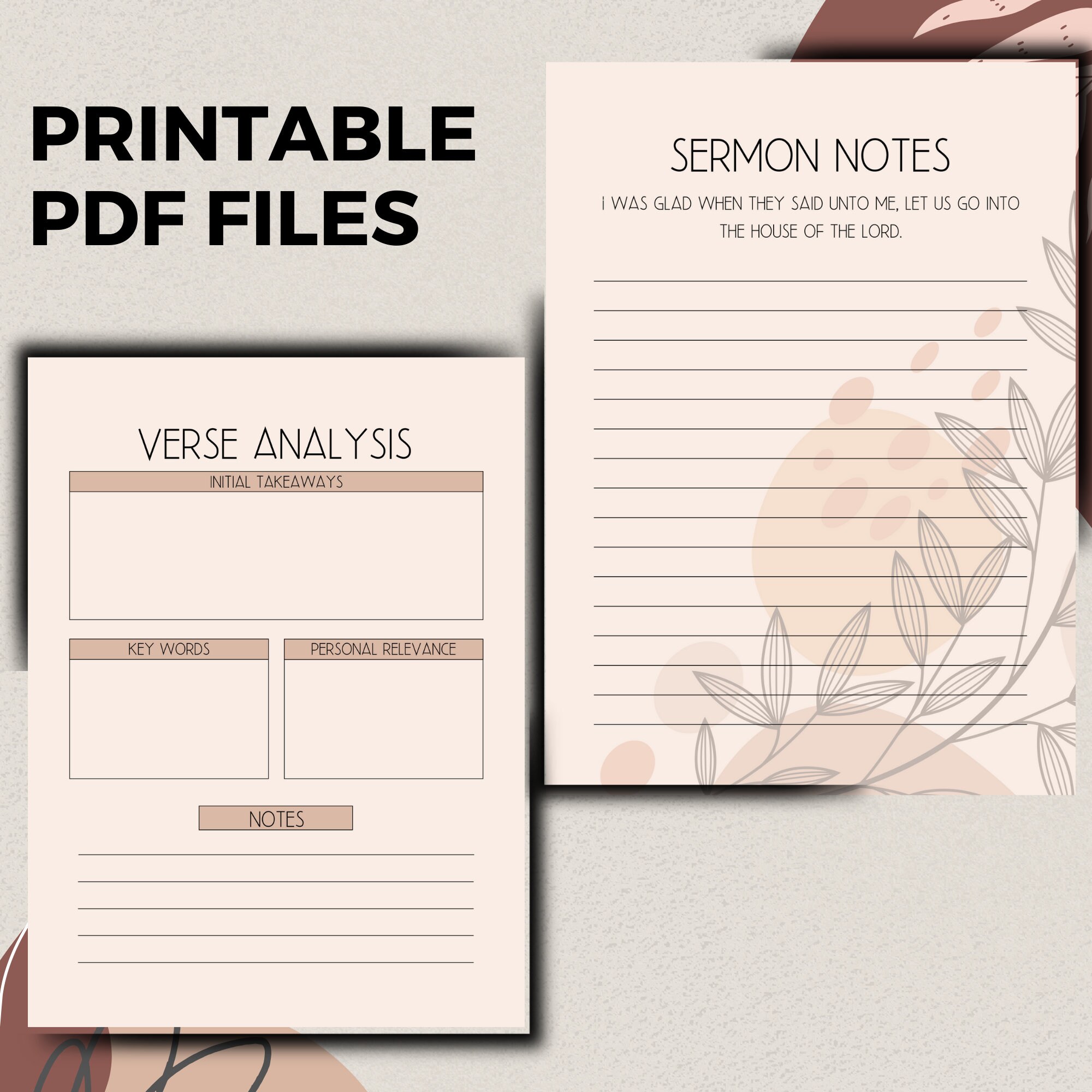 Printable Prayer Journal Bundle, Digital Sermon Bible Study Notes ...