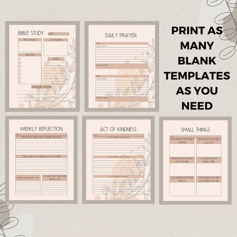 Printable Prayer Journal Bundle, Digital Sermon Bible Study Notes ...