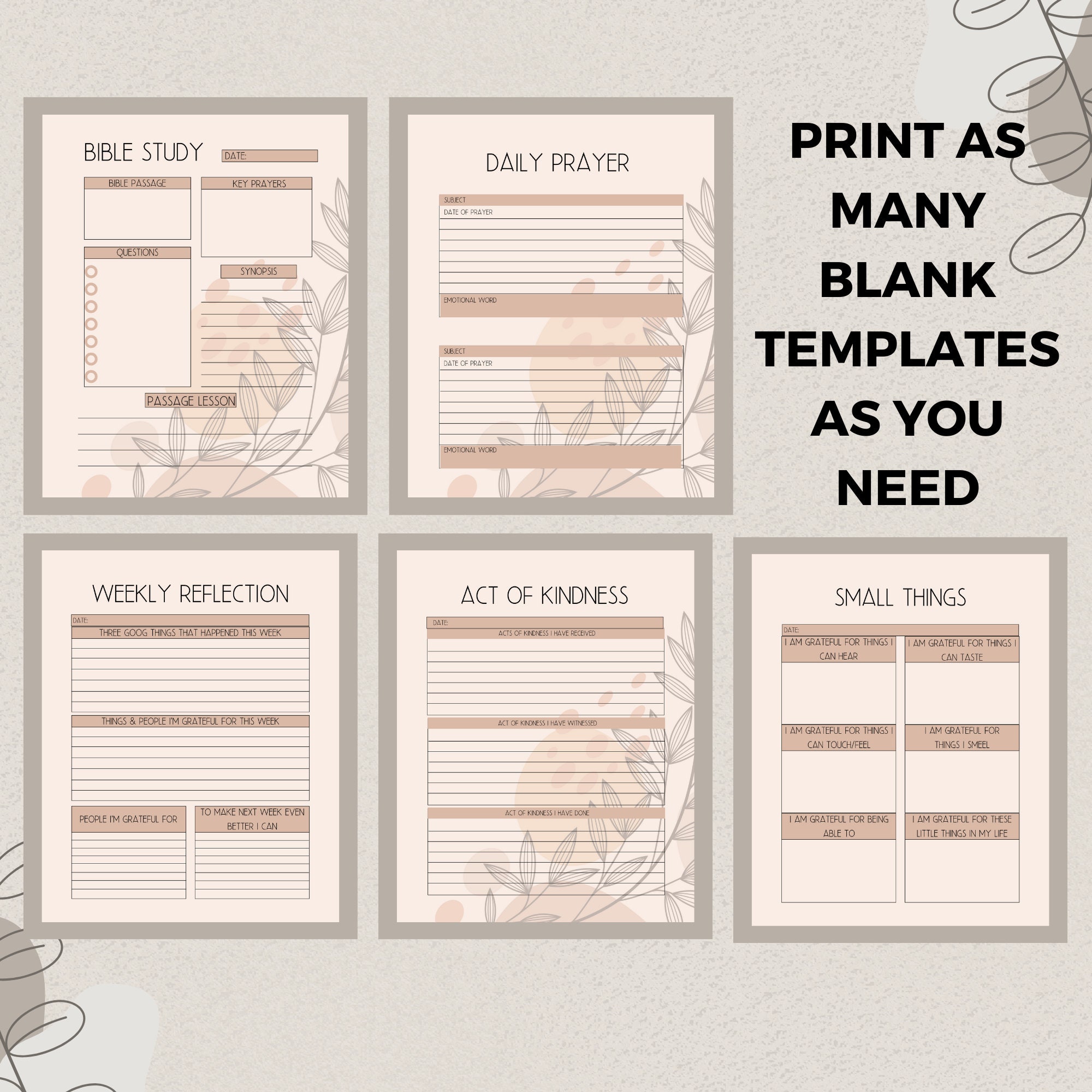 Printable Prayer Journal Bundle, Digital Sermon Bible Study Notes ...