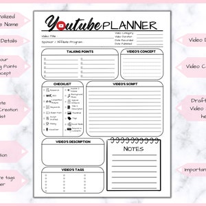 Premium Youtube Planner, Video Content Planner, Social Media Planner ...