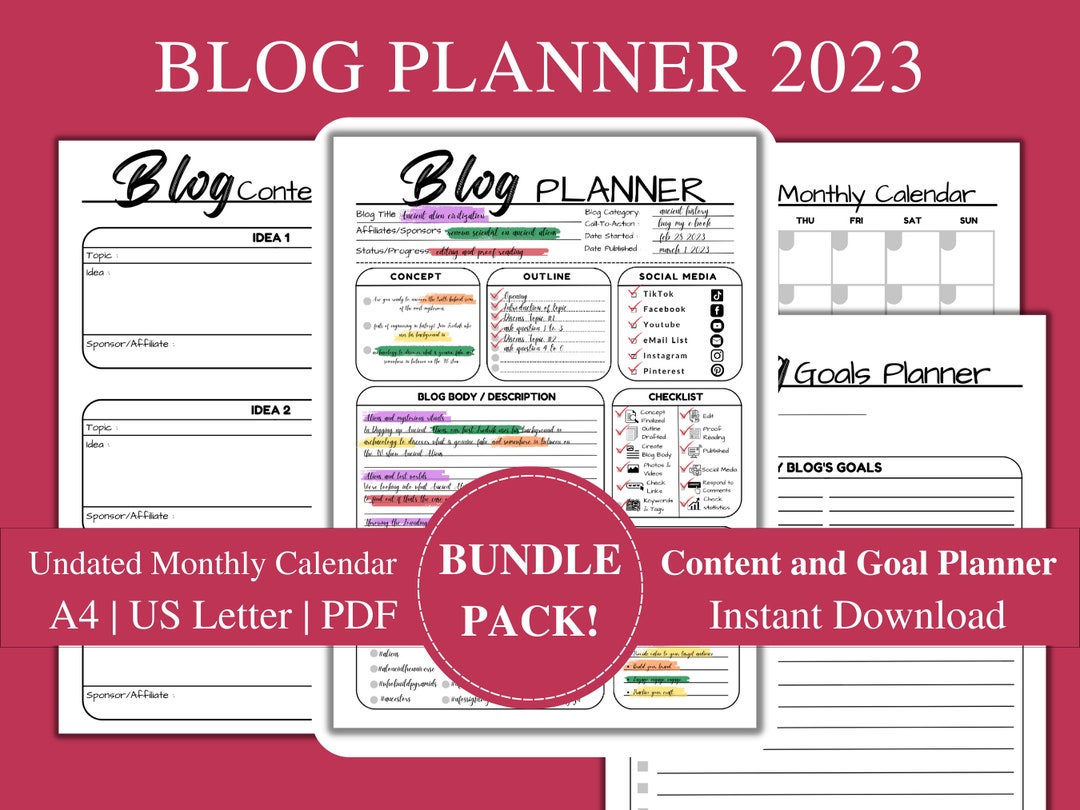 Premium Blog Planner 2023, Printable Blog Post Planner Worksheet, Blog ...