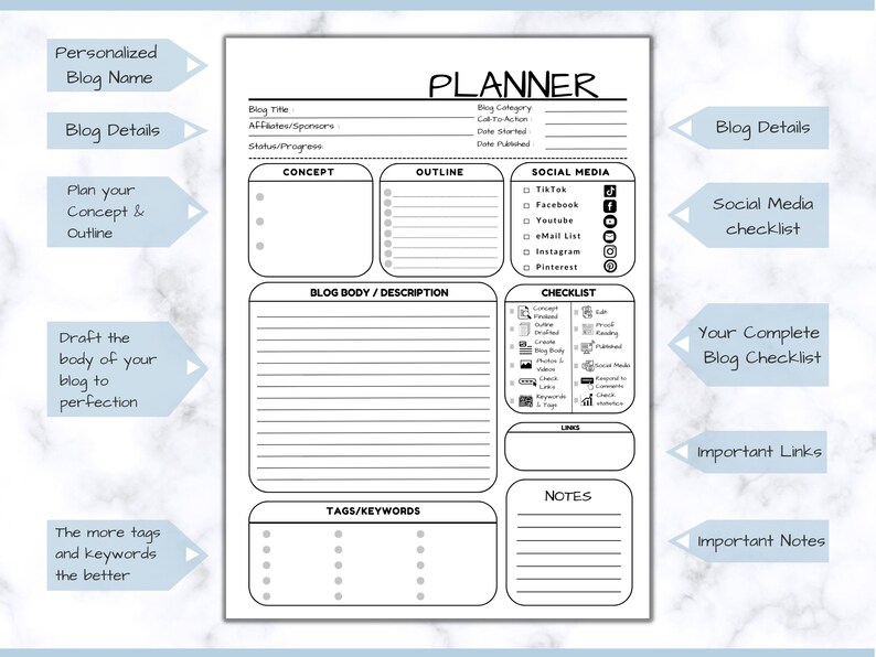 Premium Blog Planner 2023, Printable Blog Post Planner Worksheet, Blog ...