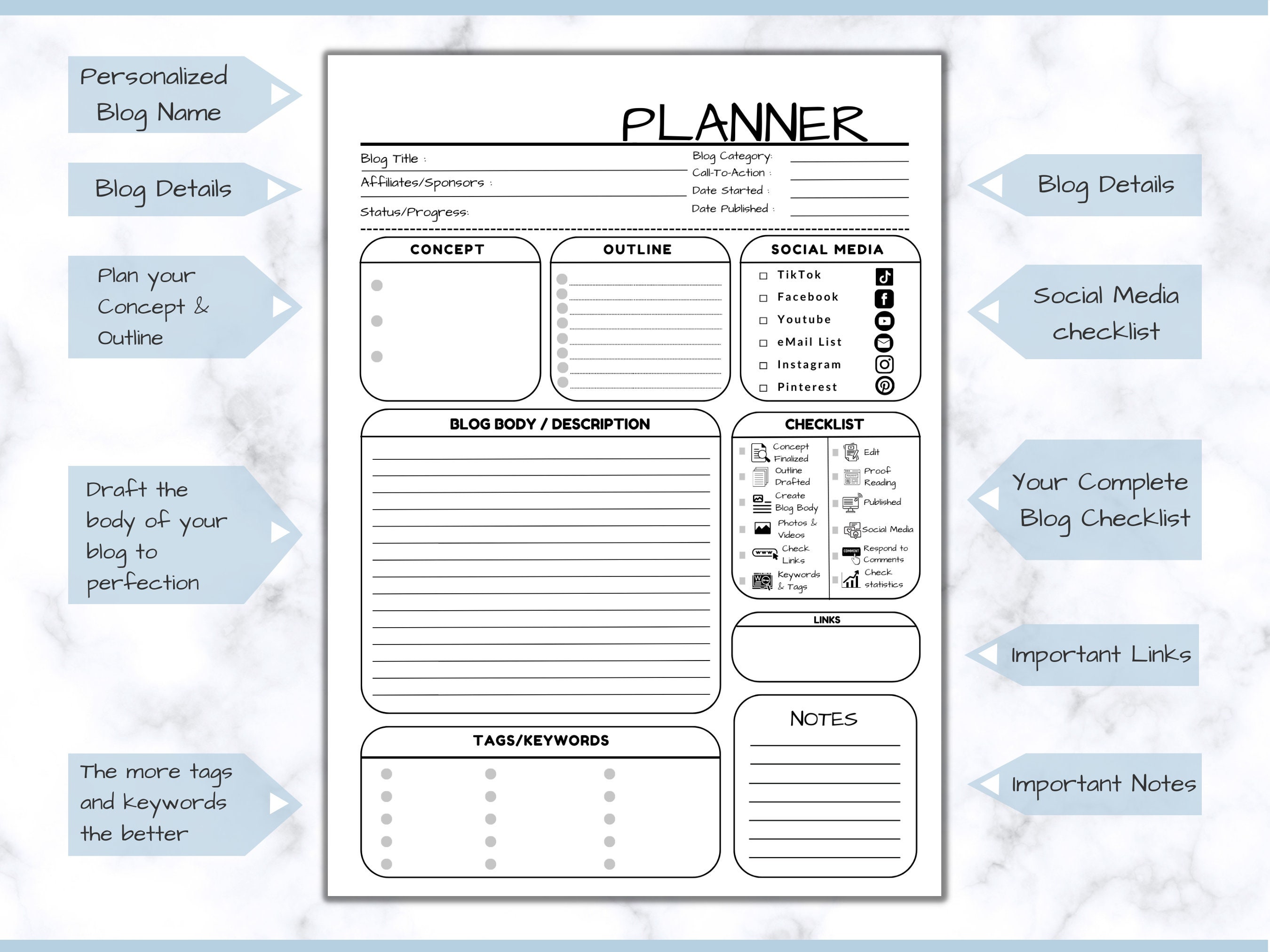Premium Blog Planner 2023, Printable Blog Post Planner Worksheet, Blog ...