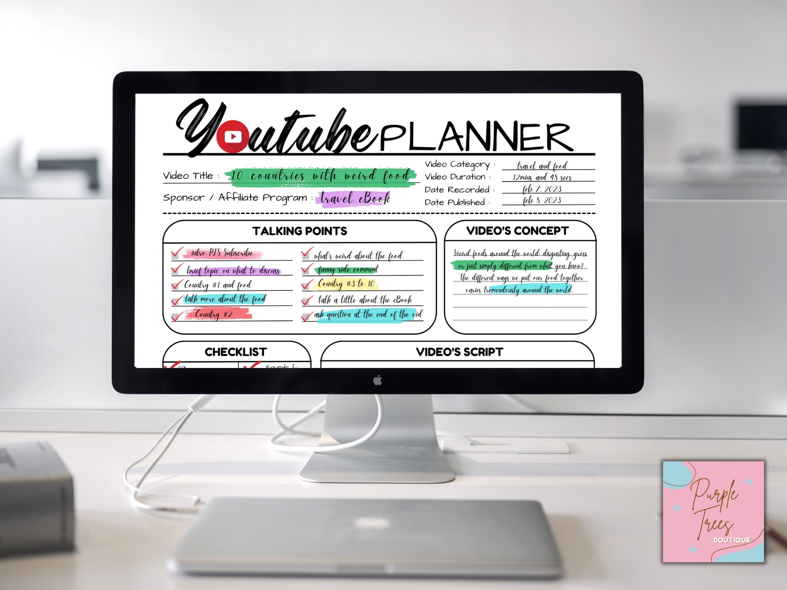 Premium Youtube Planner, Video Content Planner, Social Media Planner ...