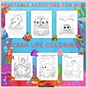 Sea Creature Printable Cute Activity Book, Downloadable Coloring Sheet ...