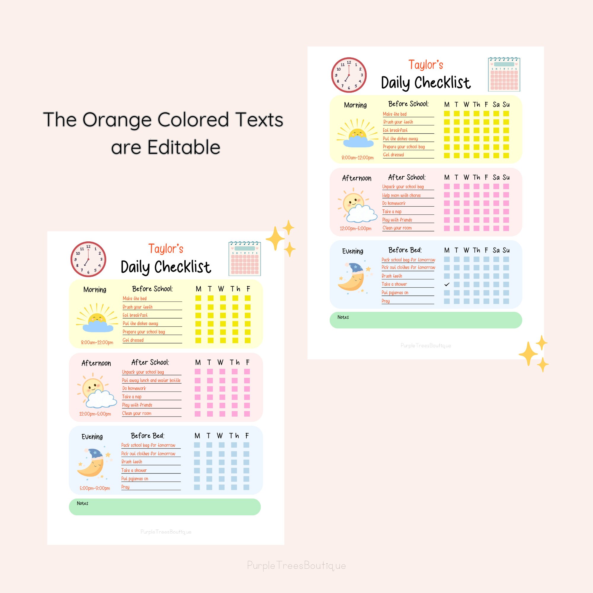 Editable Daily Checklist, Toddler Schedule, Printable Routine Chart ...