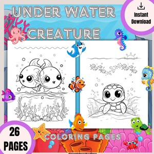 Sea Creature Printable Cute Activity Book, Downloadable Coloring Sheet ...