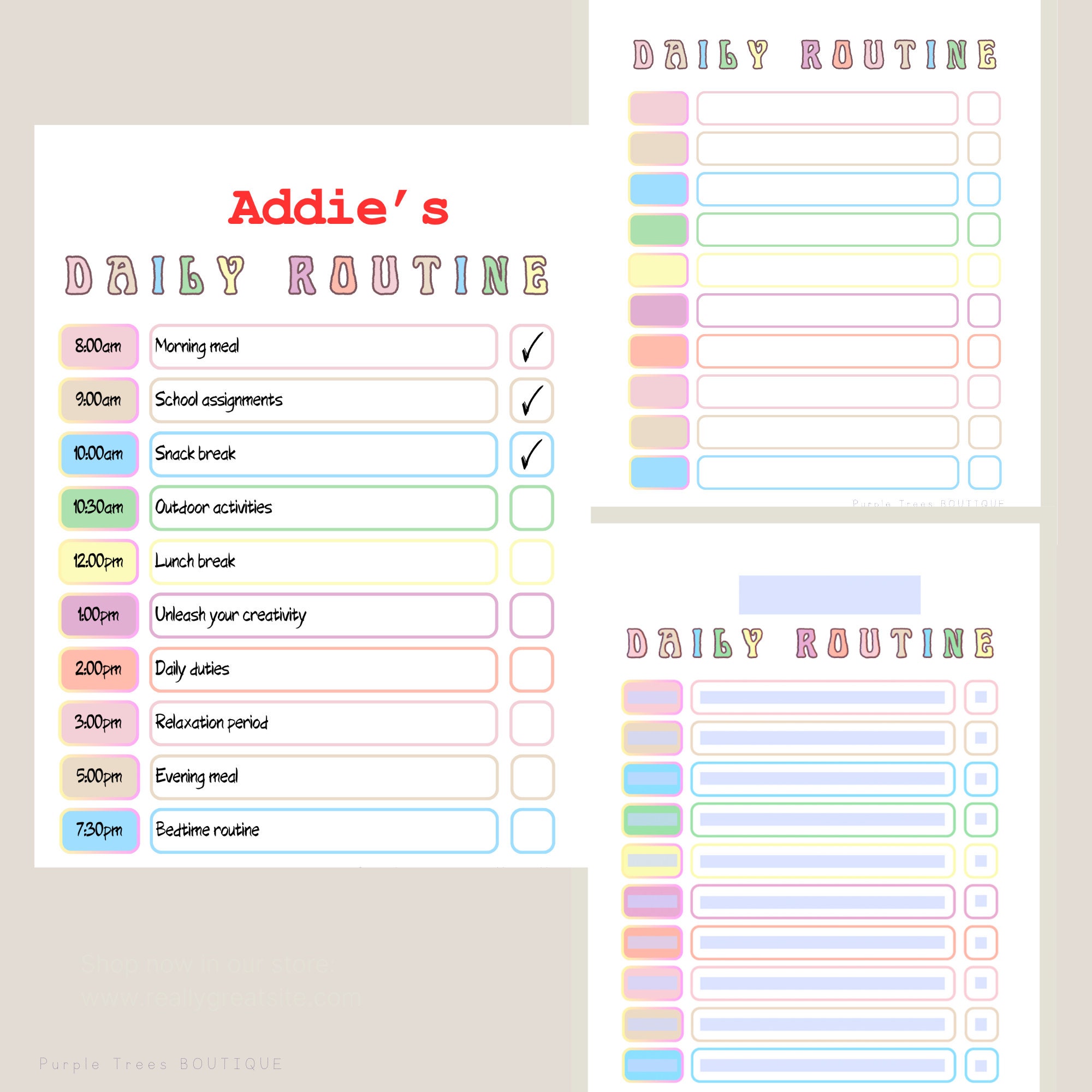 Daily Routine Kids Responsibility Chart, Editable Homeschool Chore ...