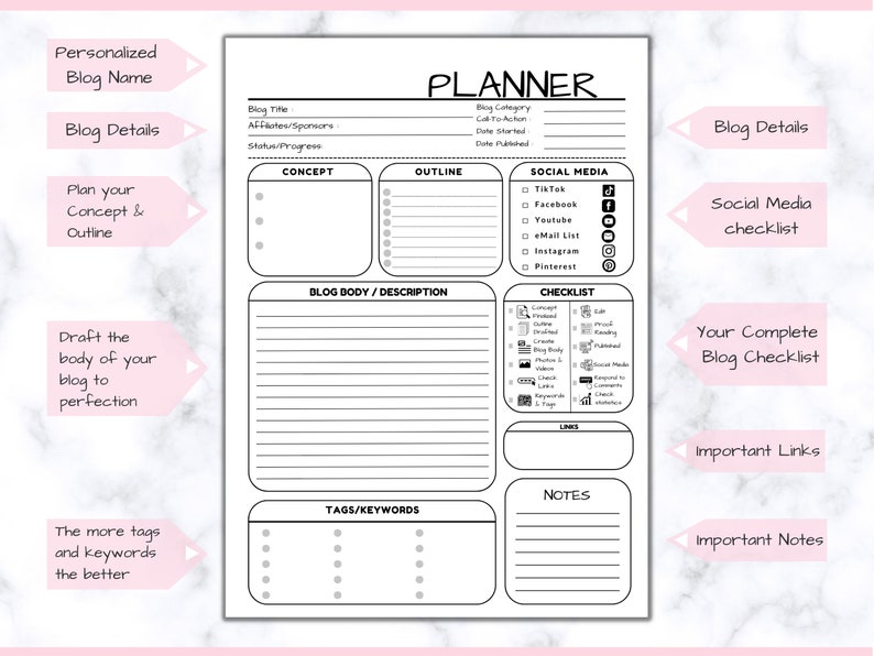 Premium Blog Planner 2023, Printable Blog Post Planner Worksheet, Blog ...