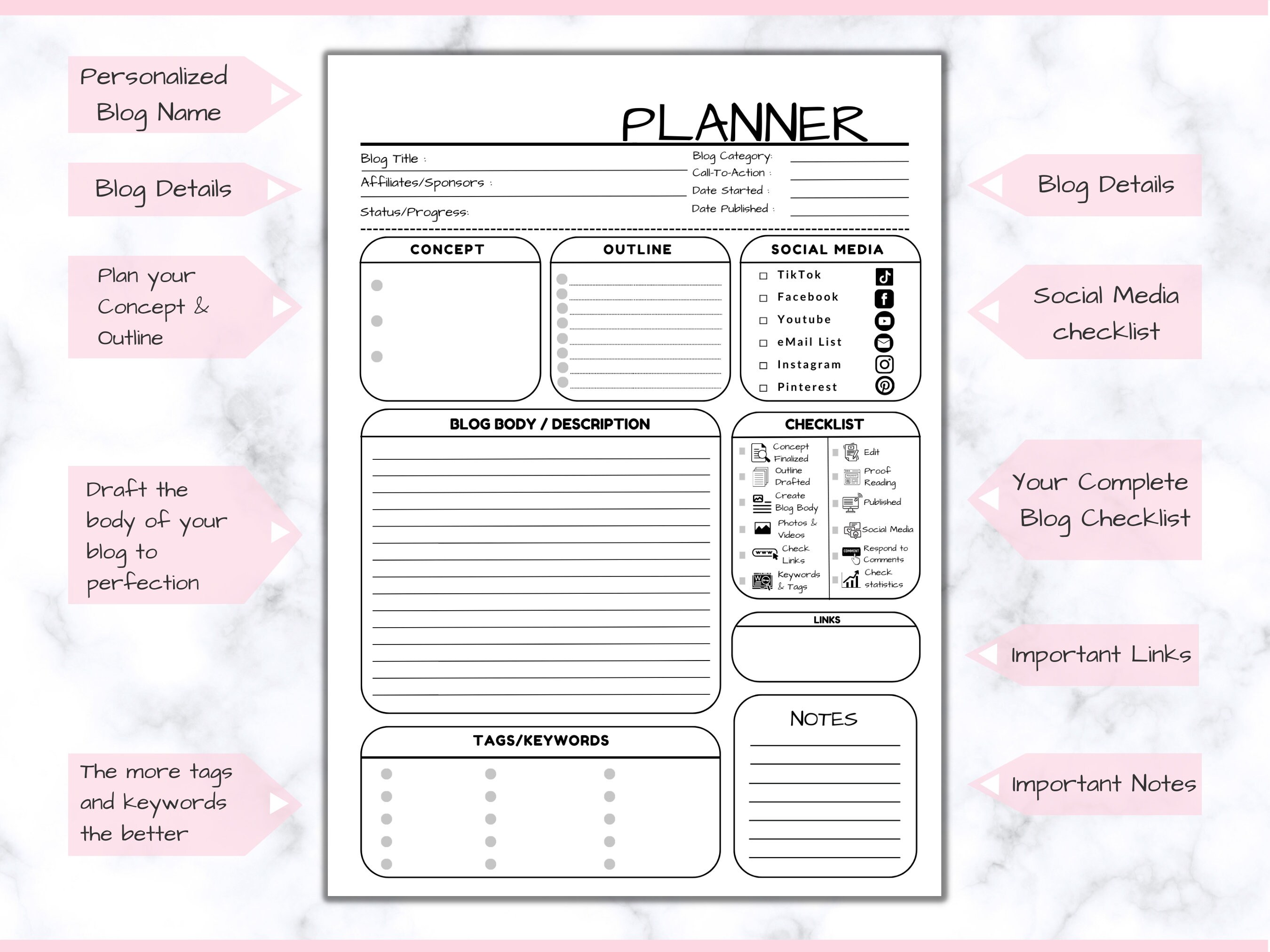 Premium Blog Planner 2023 Printable Blog Post Planner - Etsy
