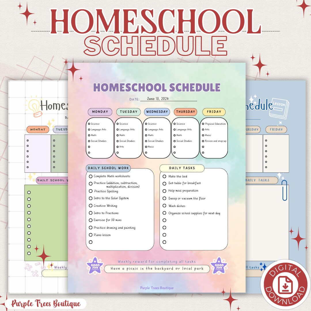 Homeschool Schedule, Home School Weekly Schedule, Editable Homeschool ...