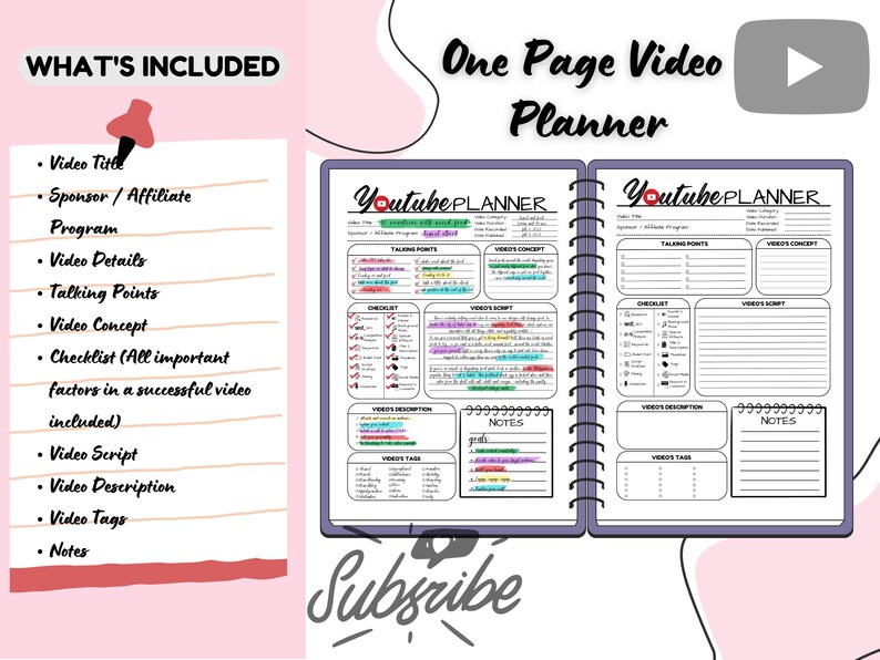 Premium Youtube Planner, Video Content Planner, Social Media Planner ...