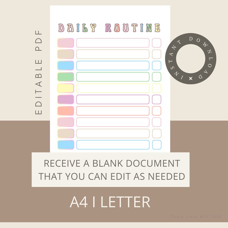 Daily Routine Kids Responsibility Chart, Editable Homeschool Chore ...