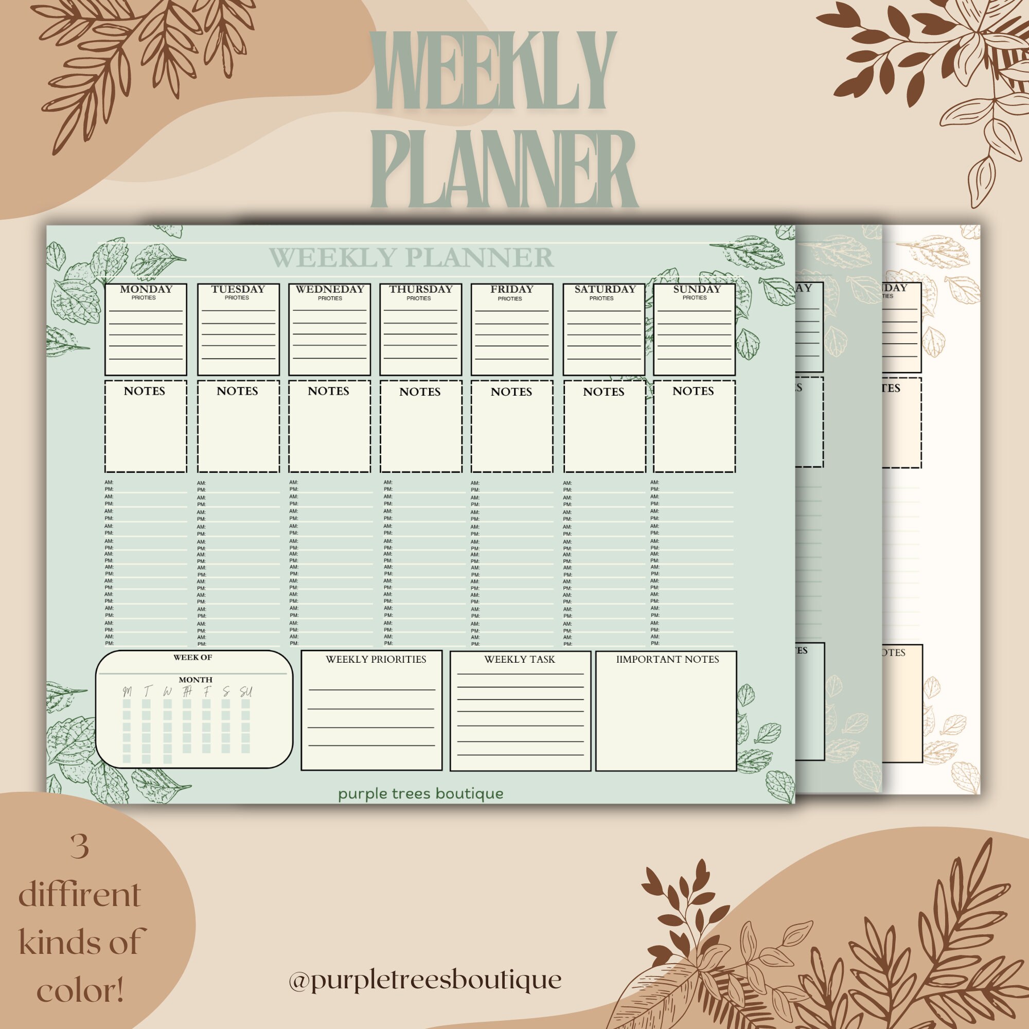 Minimalist Weekly Planner Printable, Editable Weekly Schedule and ...