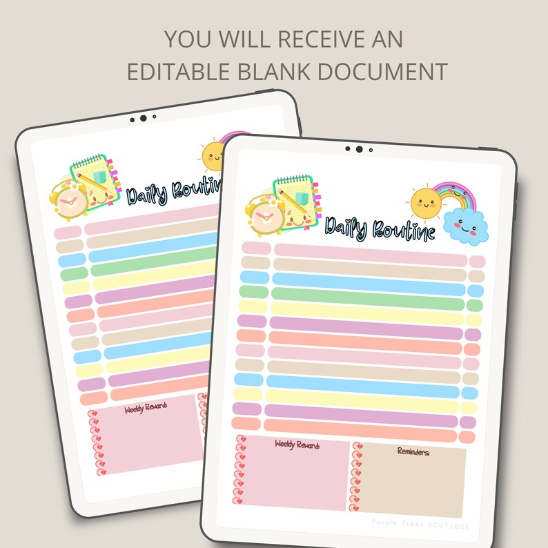 Printable Editable Daily Routine Checklist for Kids, Chore Chart ...