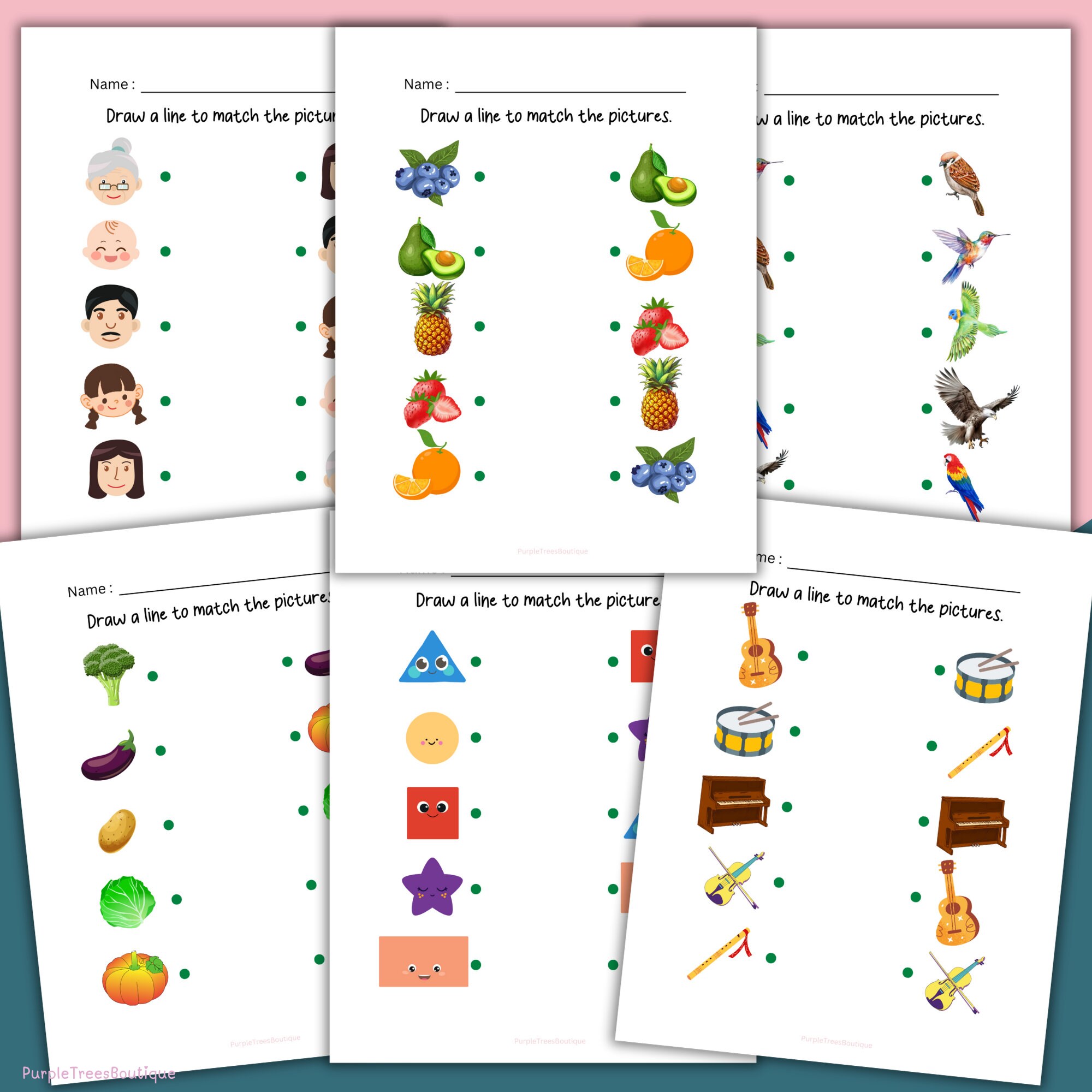Matching Worksheets, Preschool Match Game, Prek Worksheets, Printable ...