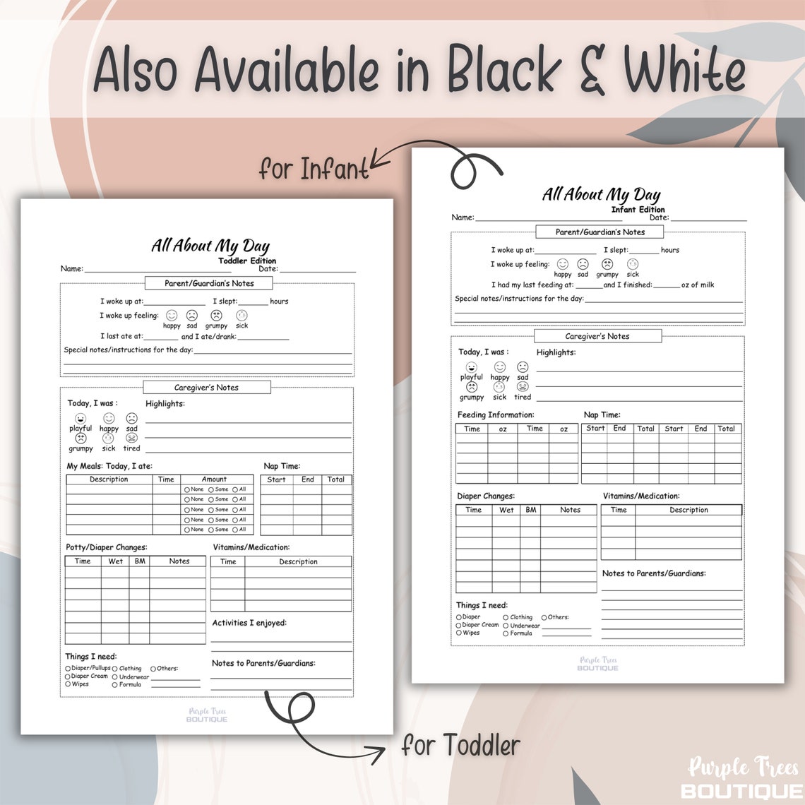 Daily Daycare Report Sheet, Childcare Tracker Form, Childcare Log ...