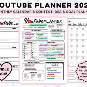 Premium Youtube Planner, Video Content Planner, Social Media Planner ...