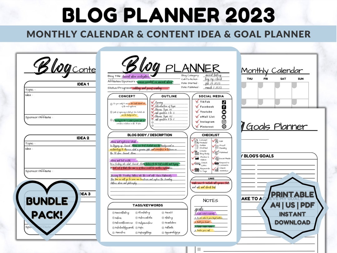 Premium Blog Planner 2023, Printable Blog Post Planner Worksheet, Blog ...