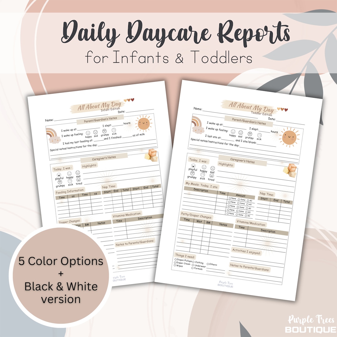 Daily Daycare Report Sheet, Childcare Tracker Form, Childcare Log ...