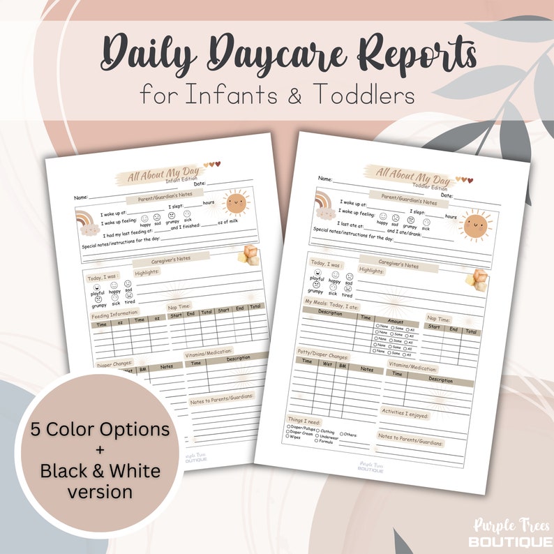 Daily Daycare Report Sheet, Childcare Tracker Form, Childcare Log ...