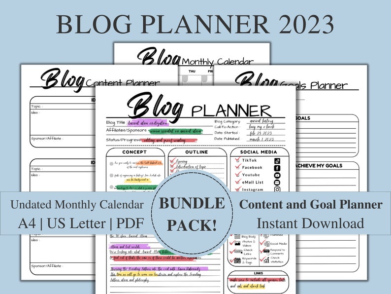 Premium Blog Planner 2023, Printable Blog Post Planner Worksheet, Blog ...