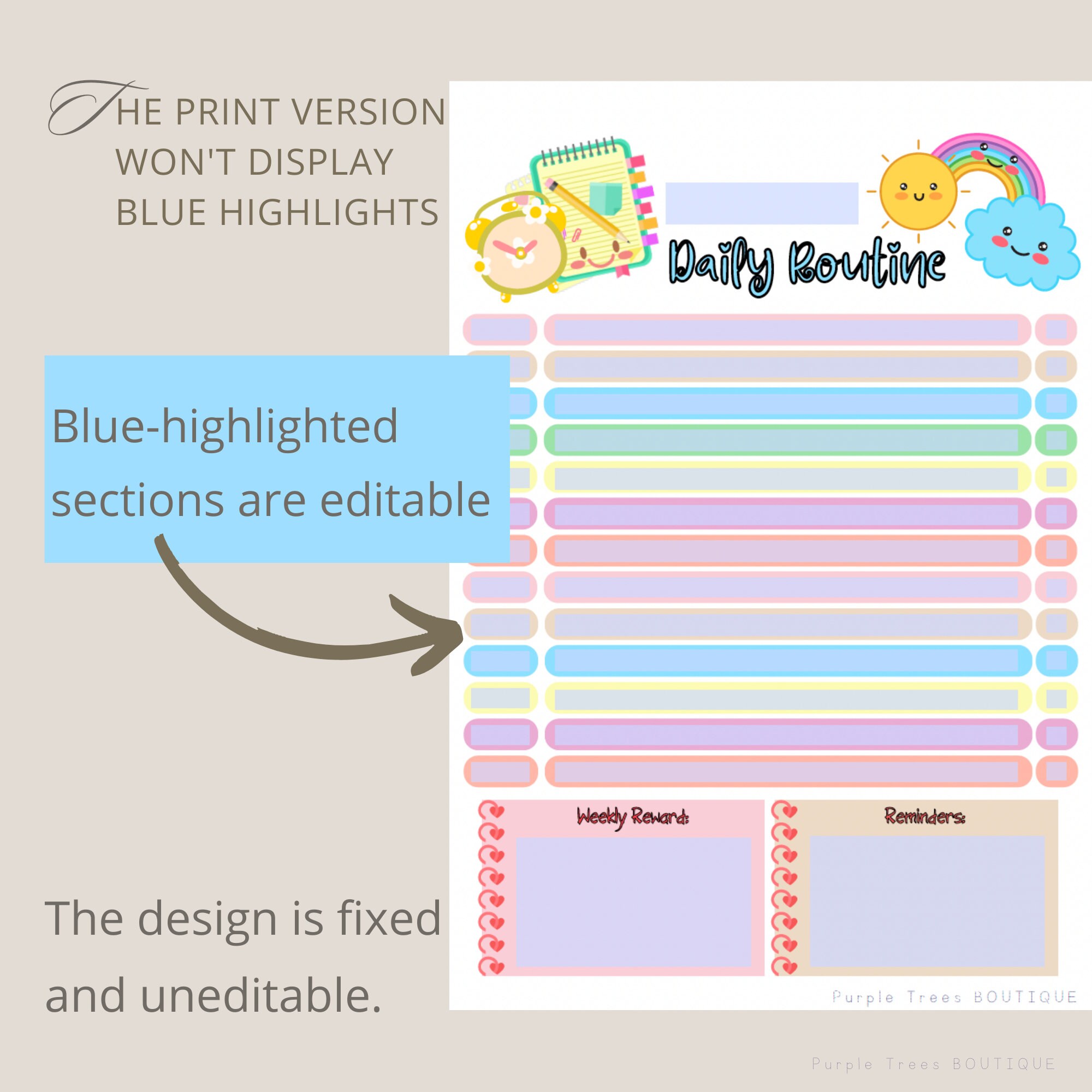 Daily Routine Kids Responsibility Chart, Editable Homeschool Chore ...