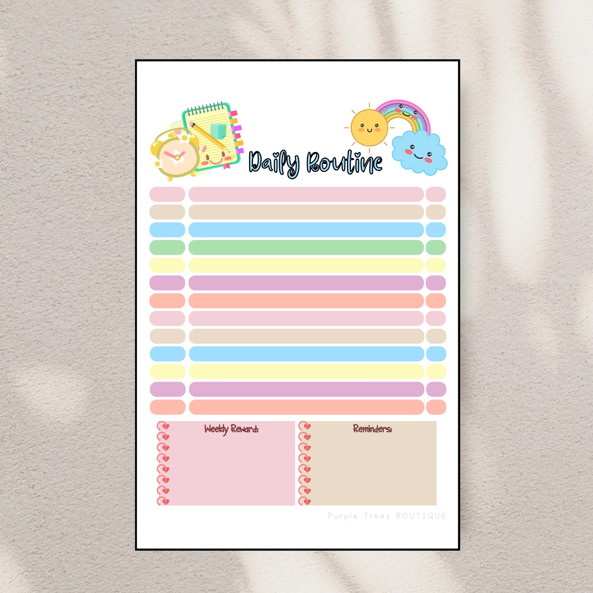 Printable Editable Daily Routine Checklist for Kids, Chore Chart ...