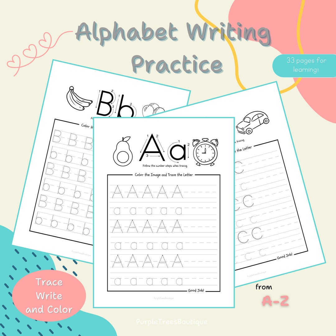 Alphabet Writing Practice, Trace Write and Color Sheets, Printable ...