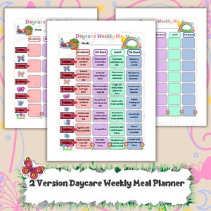 Daycare Weekly Menu, Daycare Meal Prep Planner, Daycare Childcare Form ...